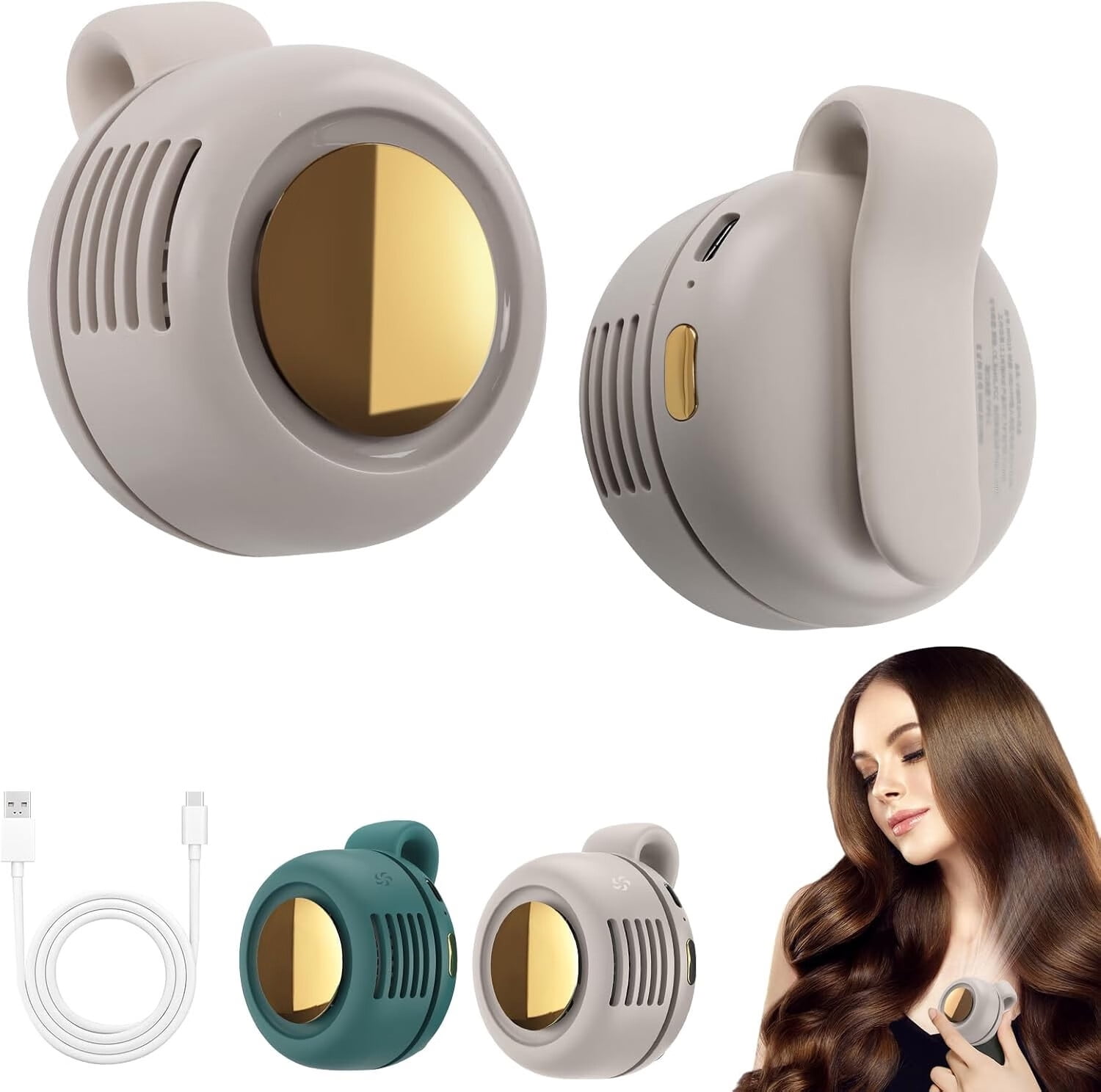 Portable Bladeless Mini Silent Fan, 360° Wind Direction Adjustment 900 mAh Built-in Battery 5H ...