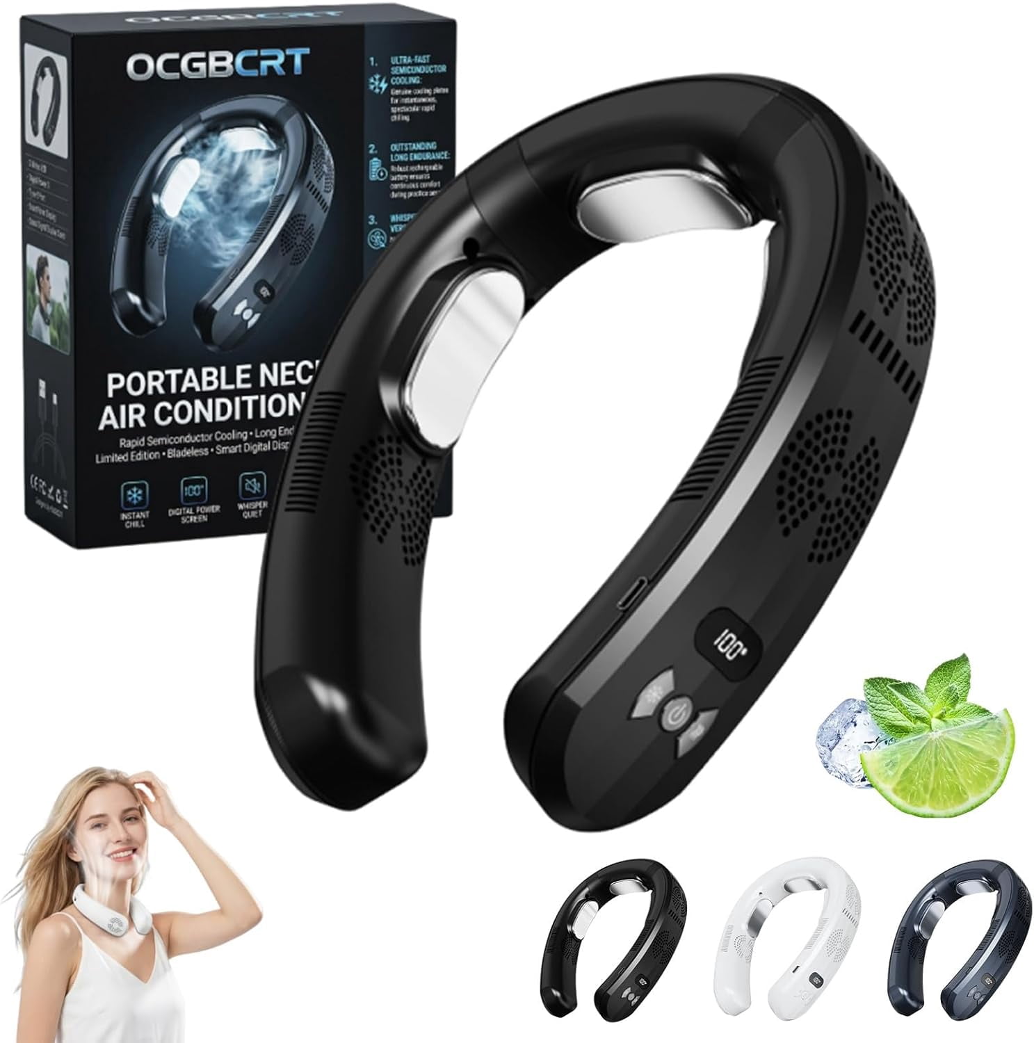 Portable Bladeless Neck Fan, Wearable Personal Fan with Cooling Plate ...