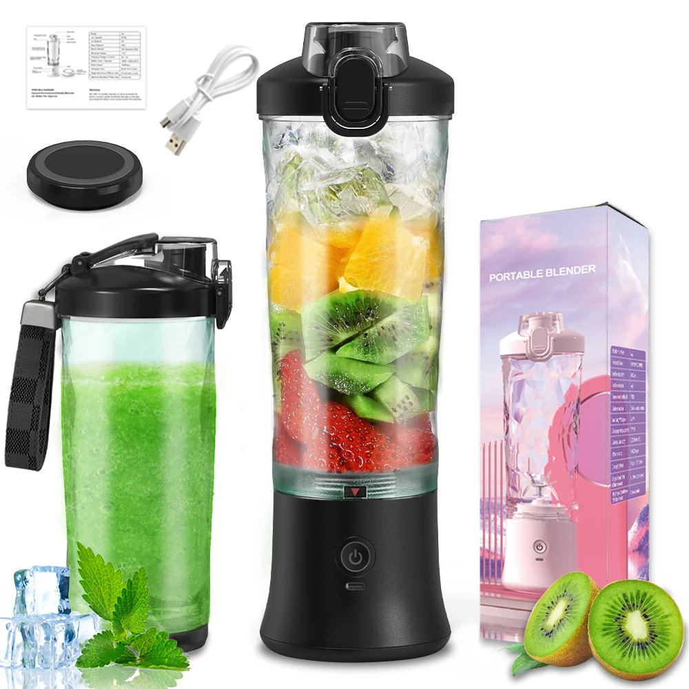 Portable Blender Electric Juicer 600ML Fruit Mixers 4000mAh USB ...
