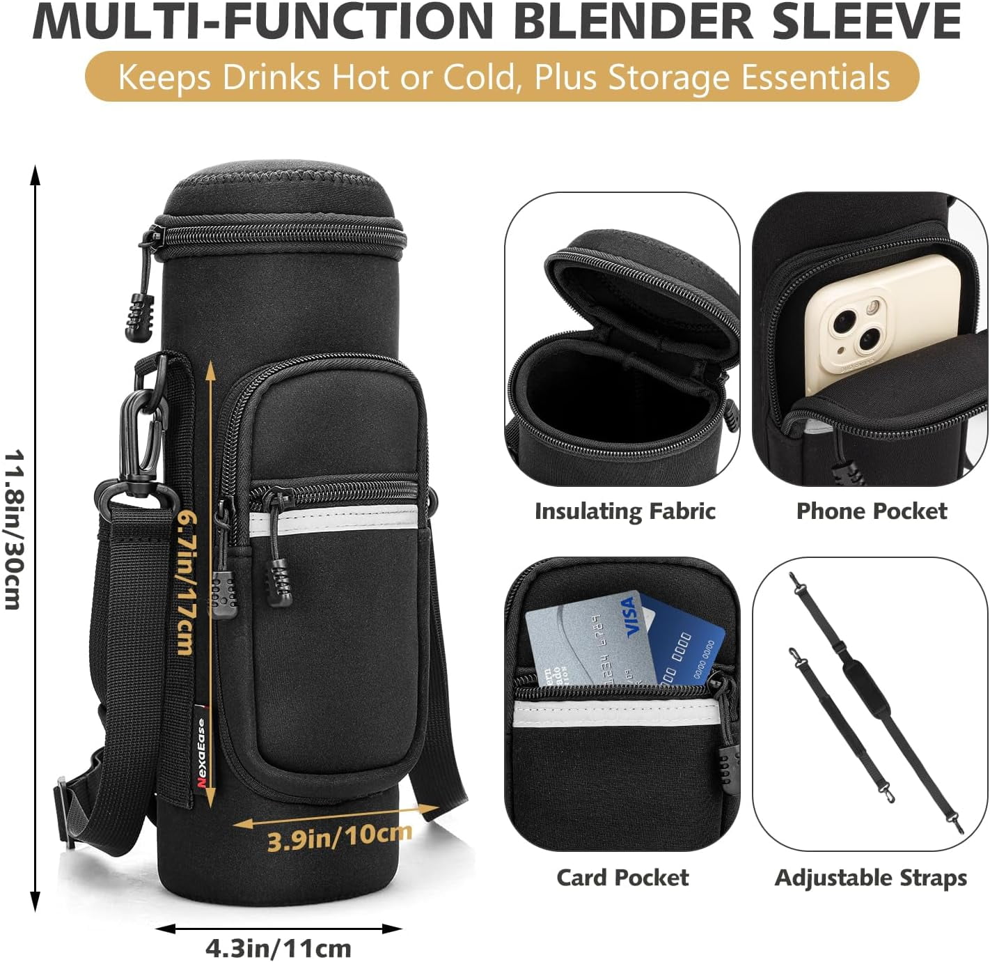 Portable Blender with Insulated Carrying Case & Recipe Book for Shakes ...