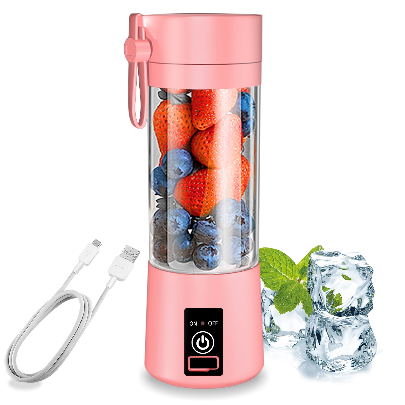 Portable Blender, Pink Mini Blender for Shakes and Smoothies, USB ...