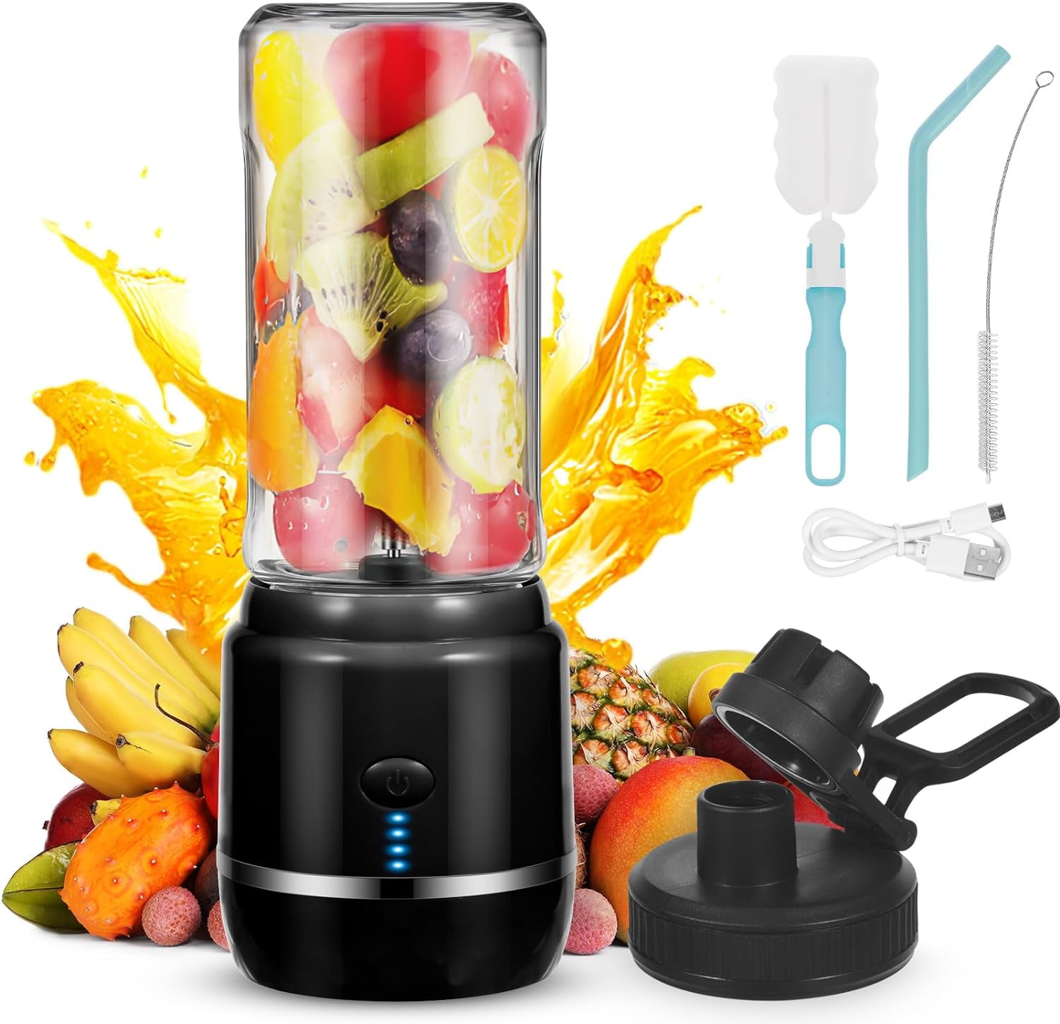 Portable Blender, USB Rechargeable, 400ml Capacity, 360 High-Speed ...