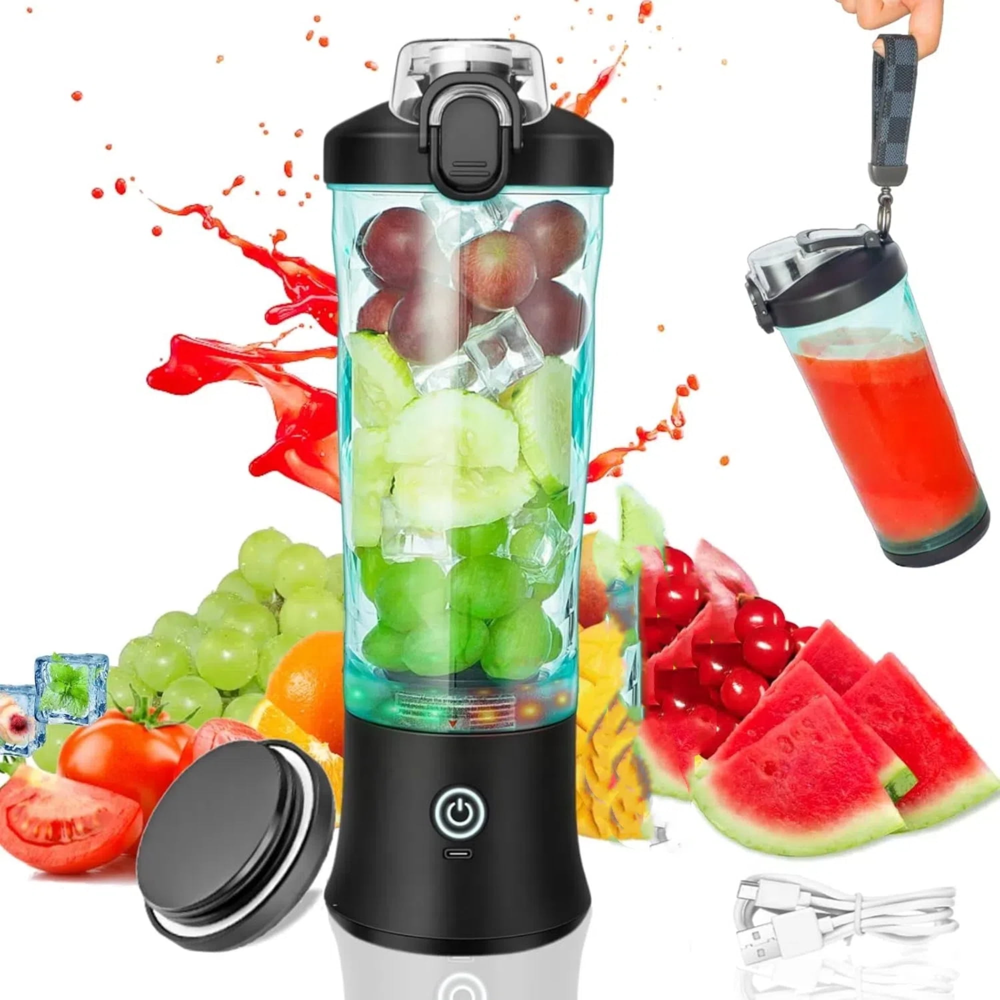 Portable Blender, LSHA USB Rechargeable Juice Cup with Travel Cover ...