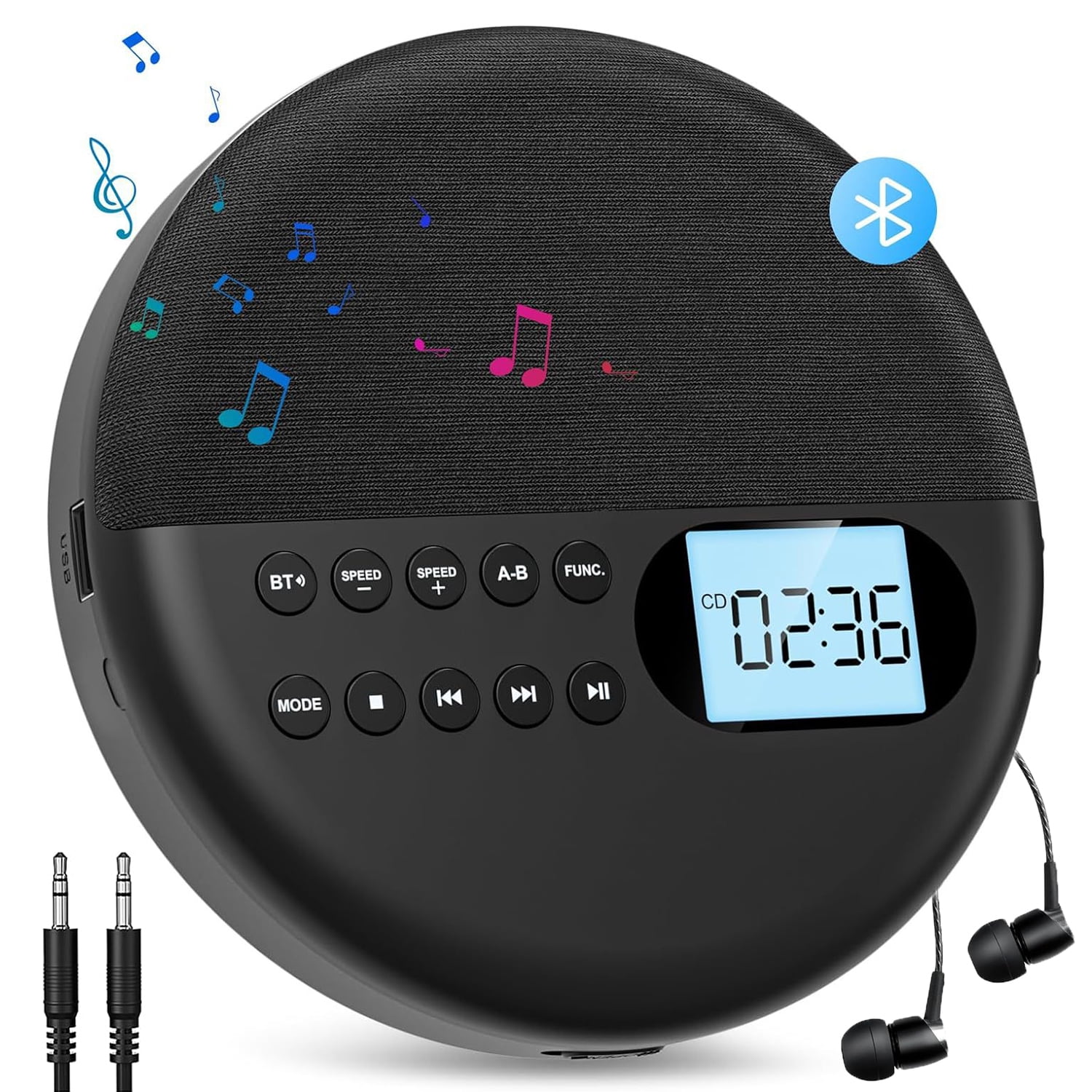 OKbus Wireless Portable Bluetooth Receiver CD Player Walkman MP3 ...