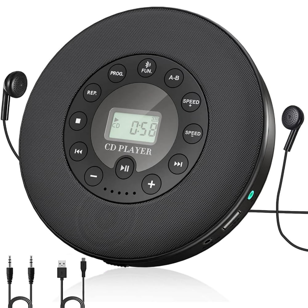 Portable Bluetooth CD Player Built-in Speaker Stereo, Personal Walkman ...