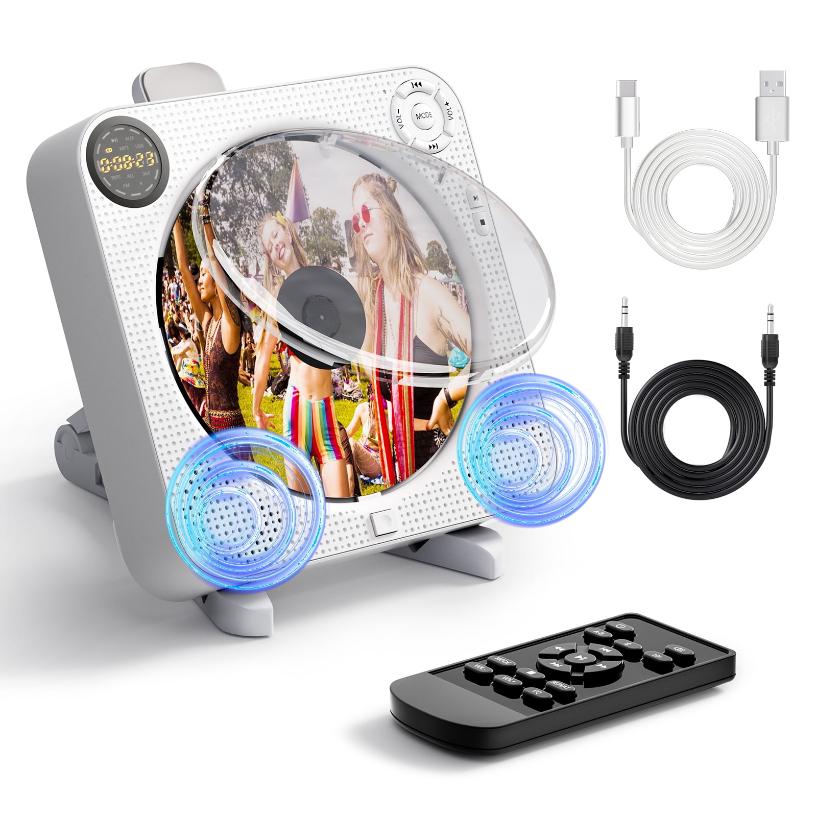 Portable Bluetooth CD Player with Speakers Wall CD Player for Home with ...