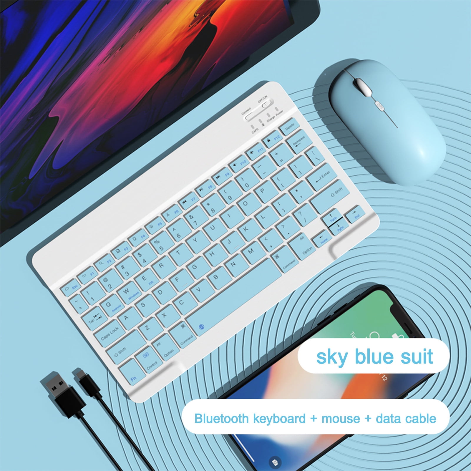 Portable Bluetooth Colorful Computer Keyboards, Wireless Mini Compact ...
