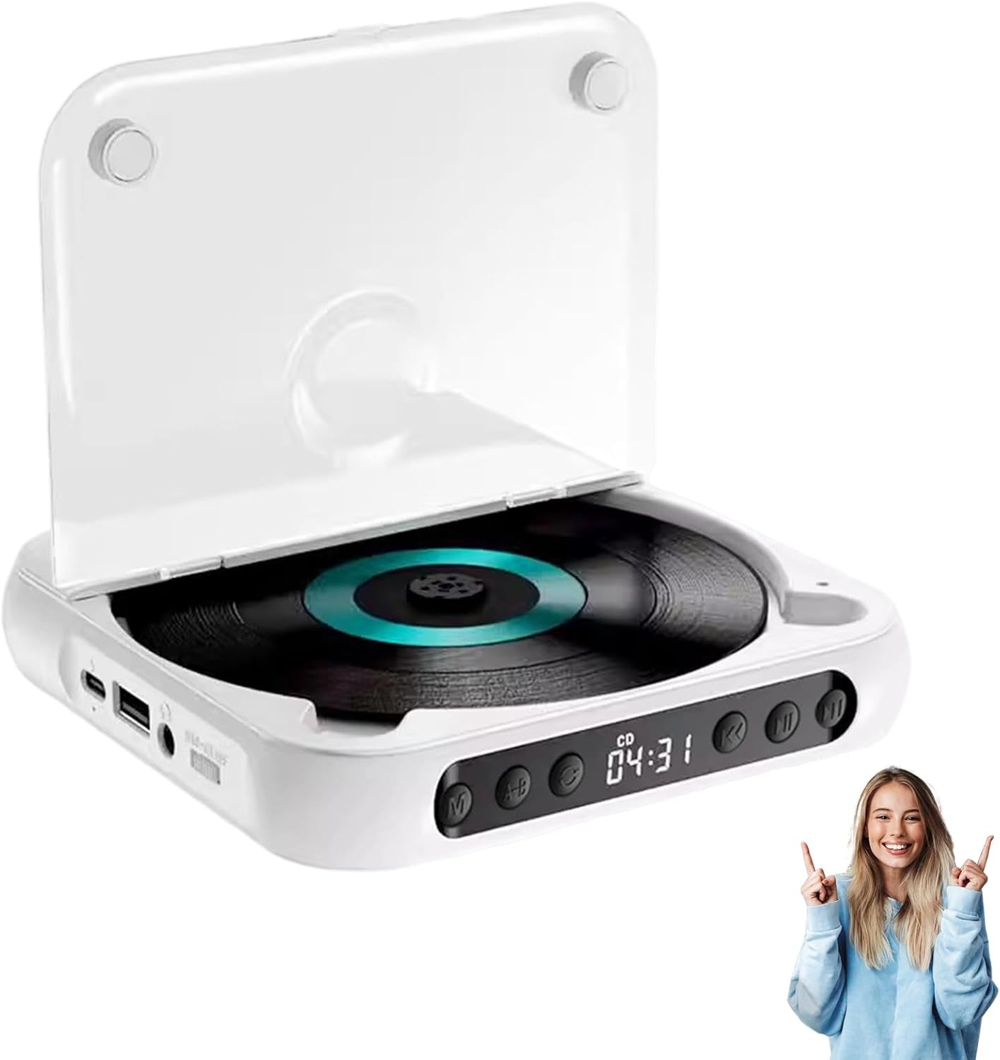 Portable Bluetooth Compatible CD Player, 2025 New CD Player with Hi-Fi ...