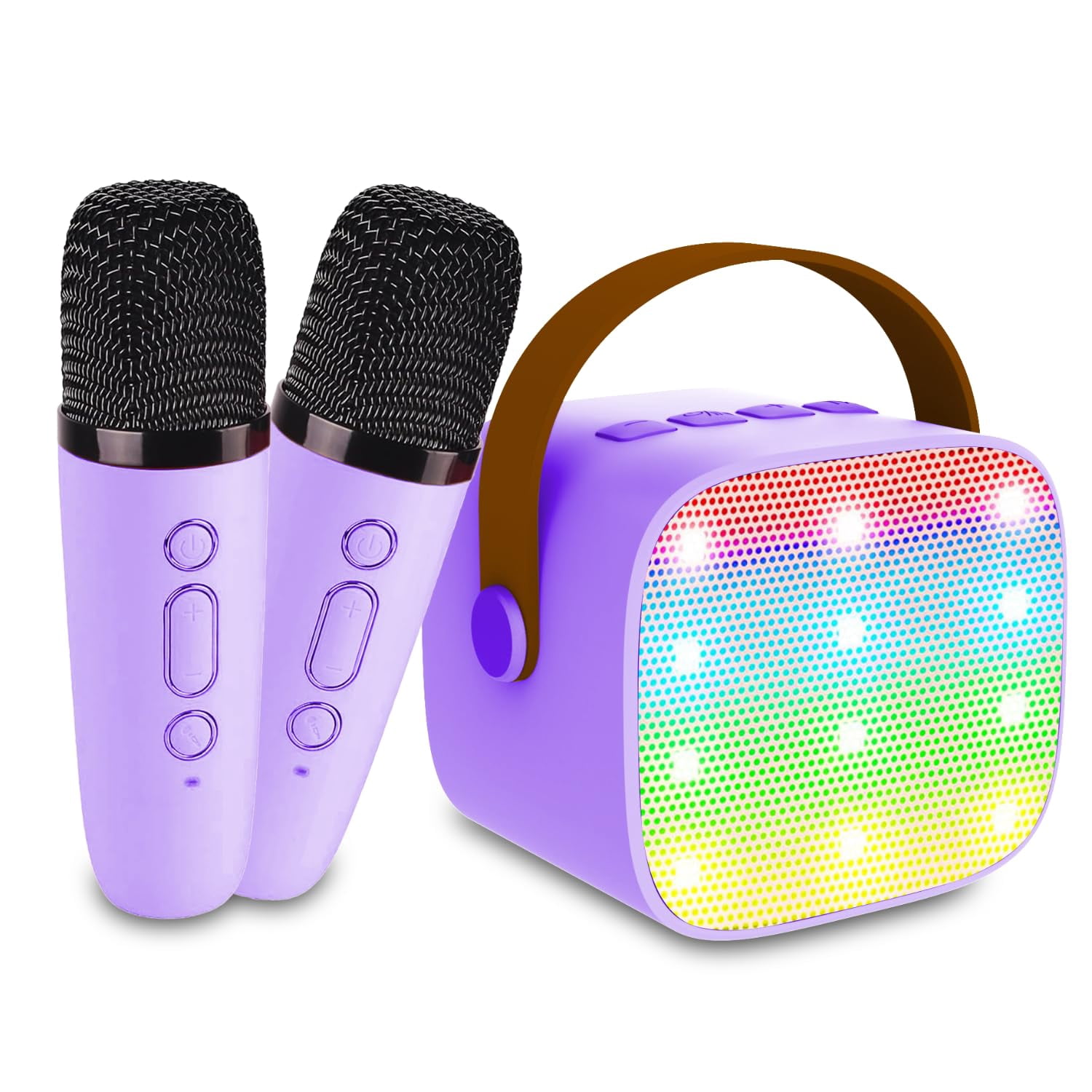Portable Bluetooth Karaoke Speaker with 2 Wireless Microphones & LED ...