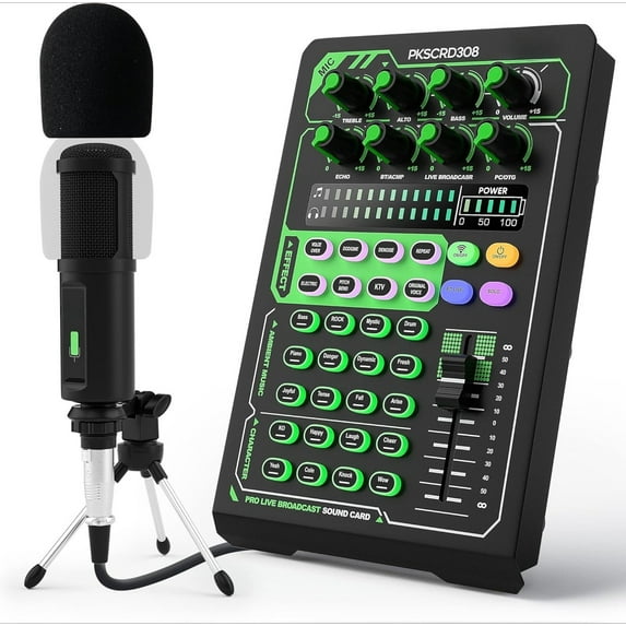Portable Bluetooth Live Broadcast Sound Card Pro Audio Interface DJ ...