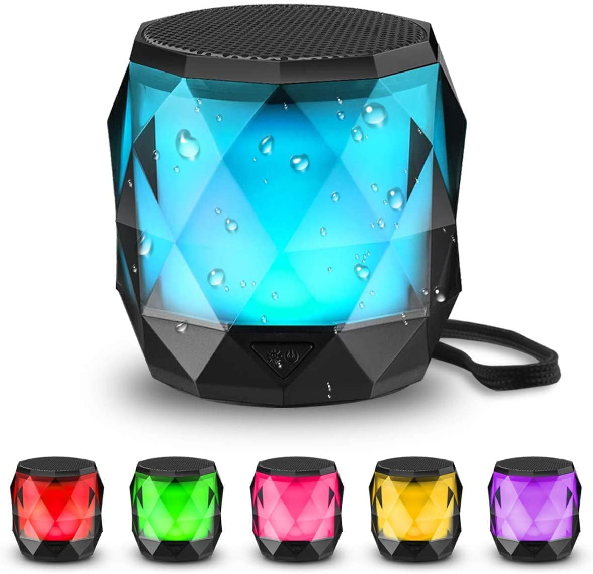 Portable Bluetooth Speaker with Lights, Night Light Wireless Waterproof ...