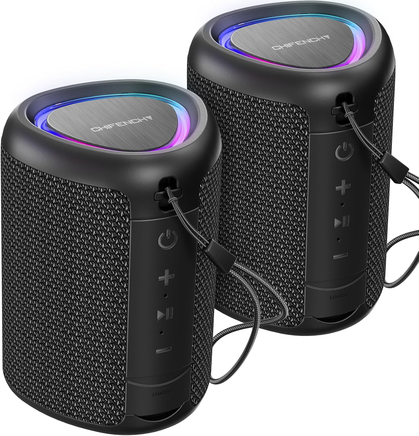 Portable Bluetooth Speaker with Lights, Powerful Crystal Clear Sound, IPX5 Waterproof, All Day ...