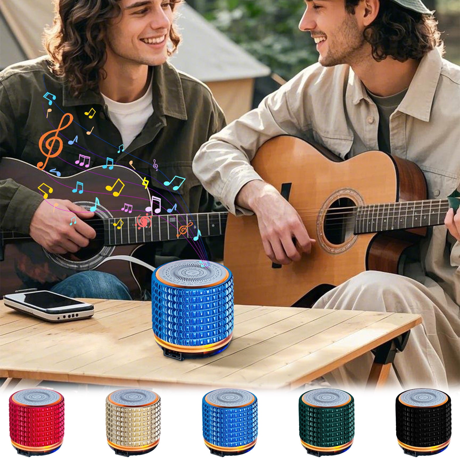 Portable Bluetooth Speaker with Lights,Powerful Crystal Clear Sound ...