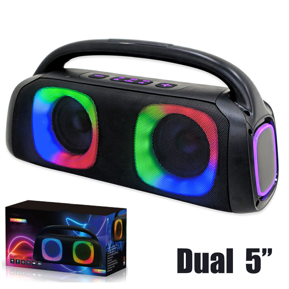 Portable Bluetooth Speaker Loud Boombox Dual 5" Woofers Outdoor Indoor ...