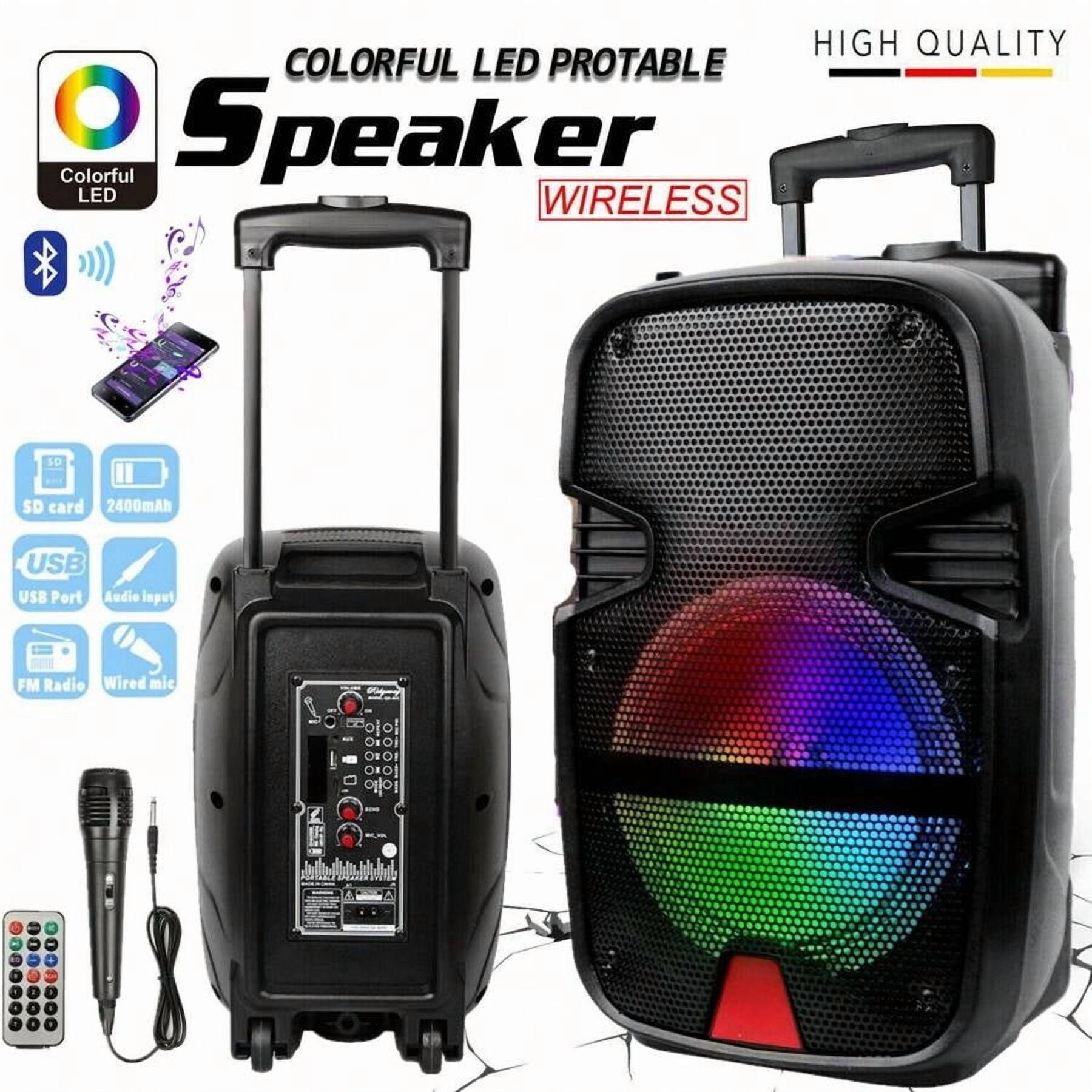Portable Bluetooth Speaker With Microphone 8" Subwoofer Wireless Heavy ...