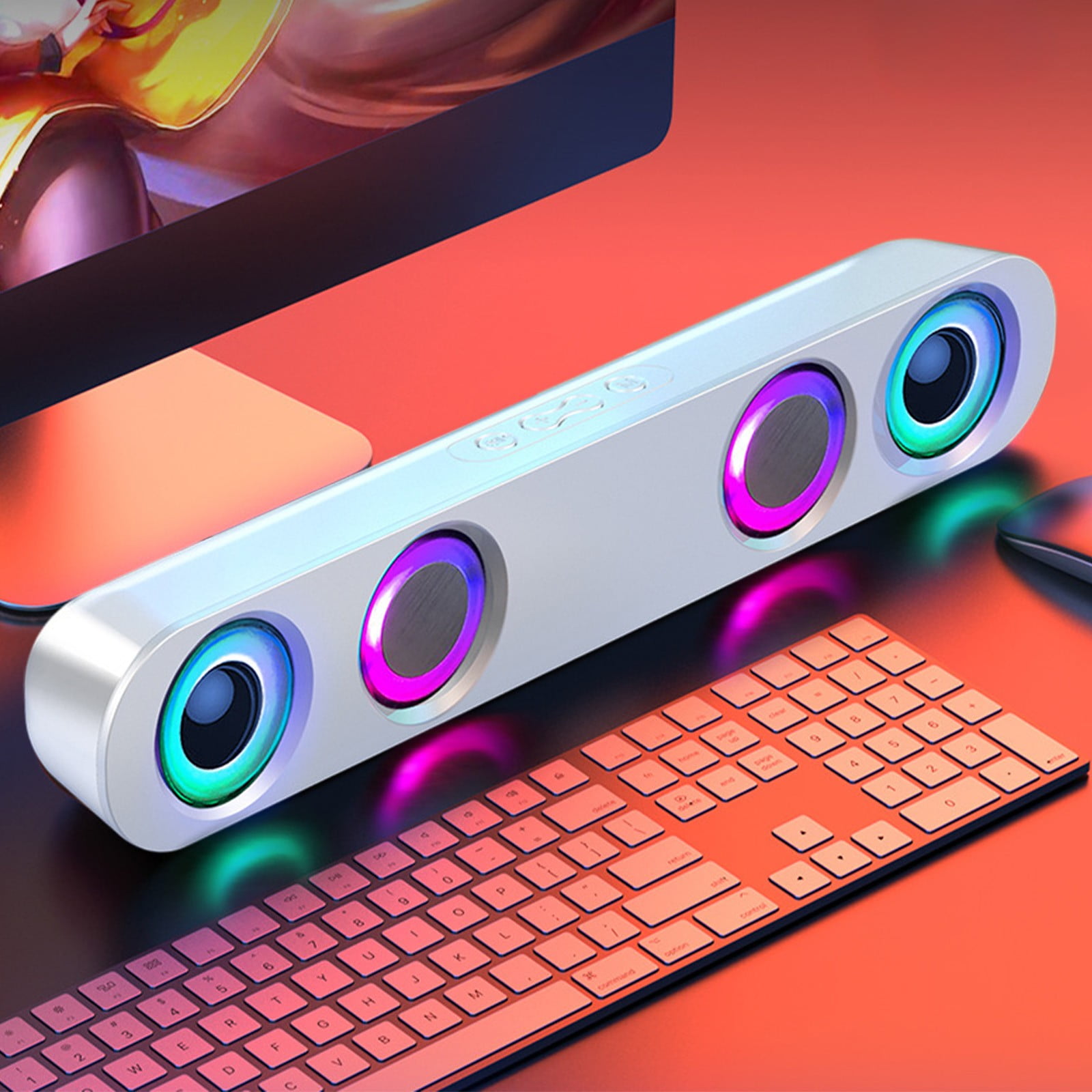 Portable Bluetooth Speaker Mini USB Soundbar for Computer Laptop Desktop Cell Phone 35cm Length ...