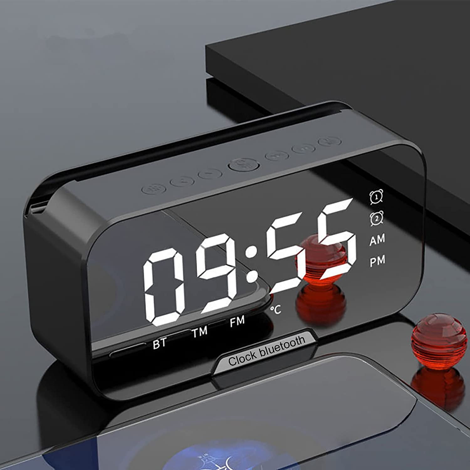 Multifunctional Bluetooth Speaker with Mirror Clock, LED Display, TF ...