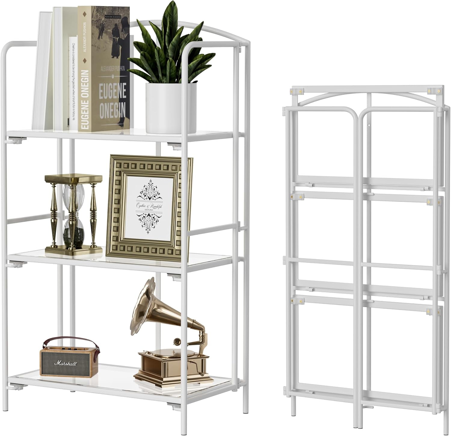 Portable Bookcase Storage Organizer, No Assembly Folding Bookshelf for ...