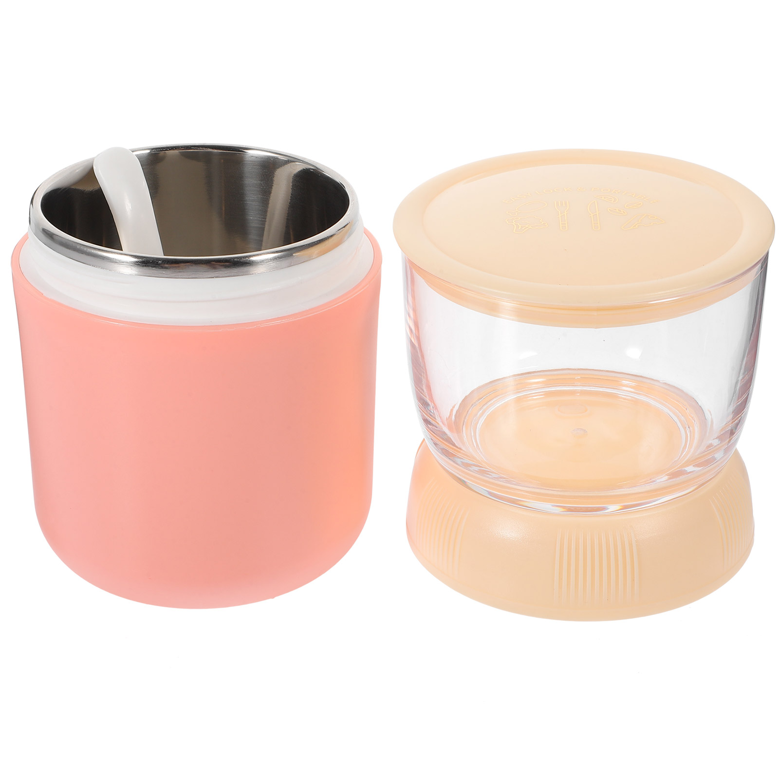 Portable Breakfast Cup Durable Small Containers With Lids Supoon Spoon ...