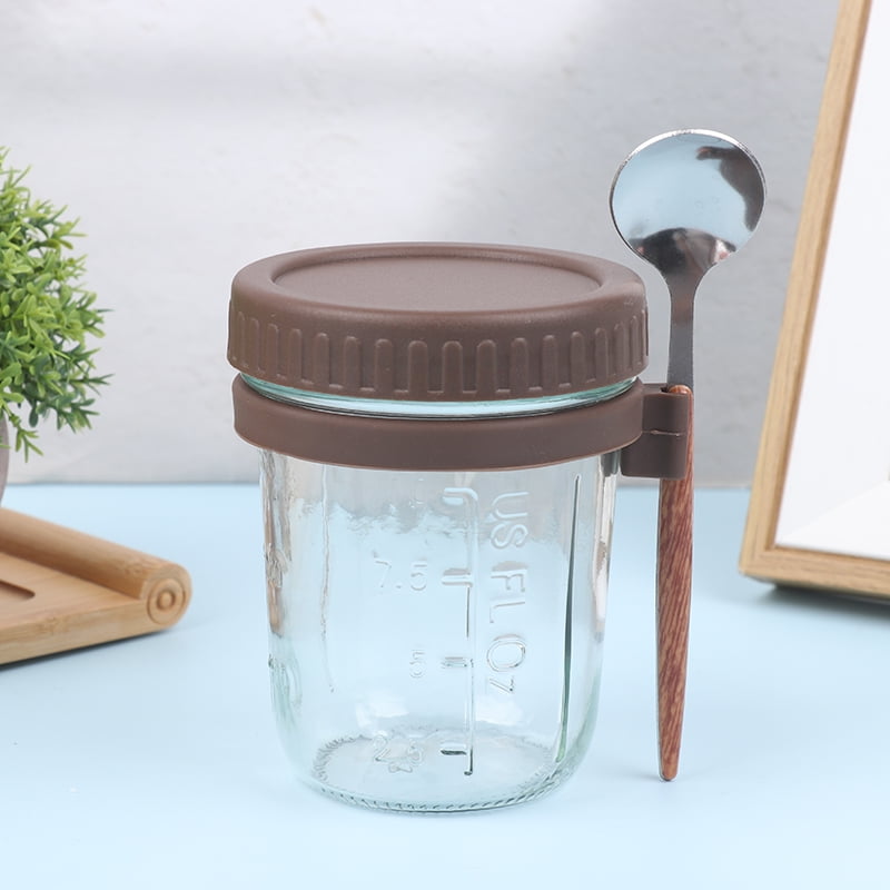 Portable Breakfast Cup With Plastic Lid And Spoon For Storing Milk ...