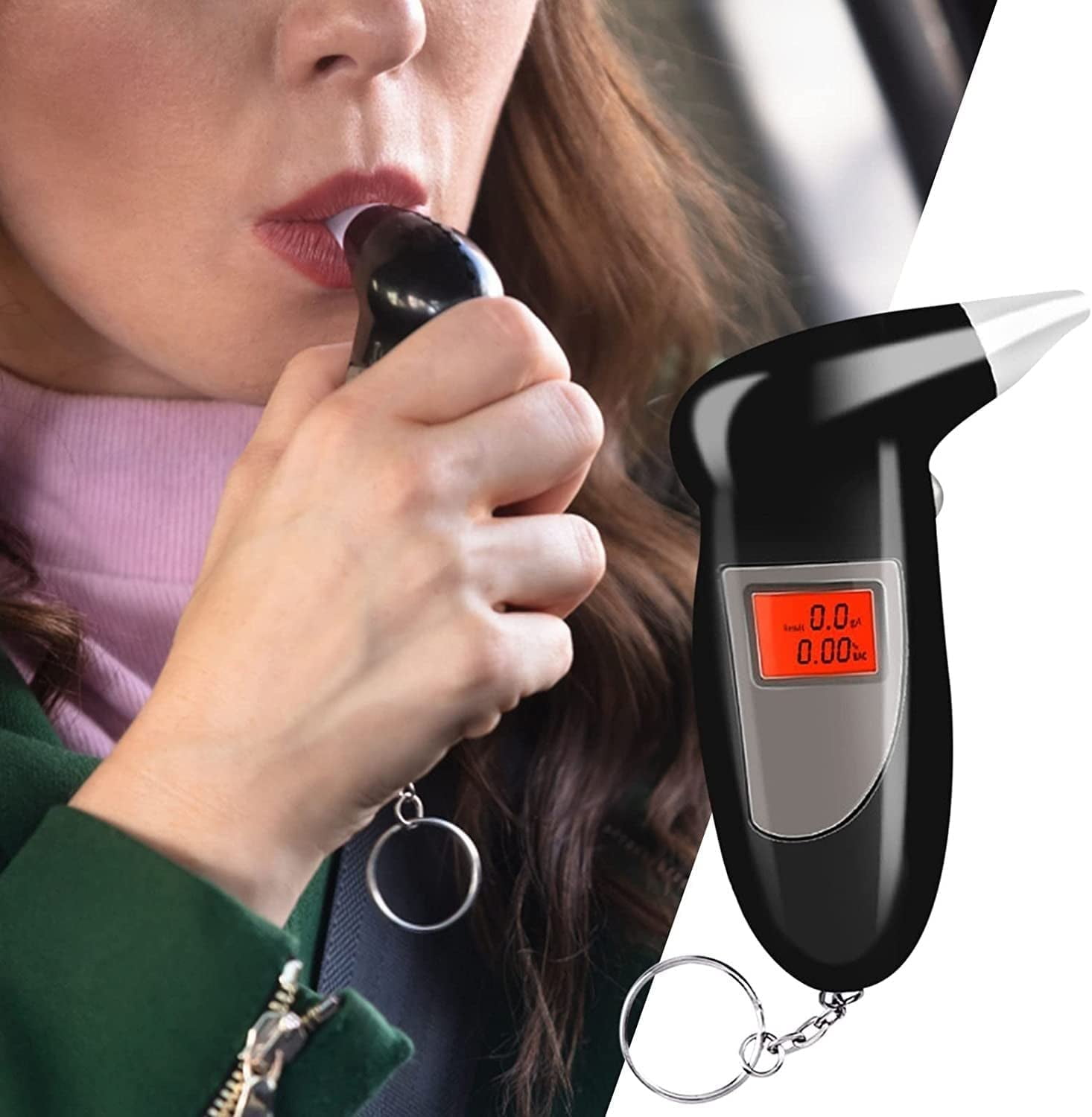 Portable Breath Breathalyzer Alcohol Tester, Digital LCD Tester ...