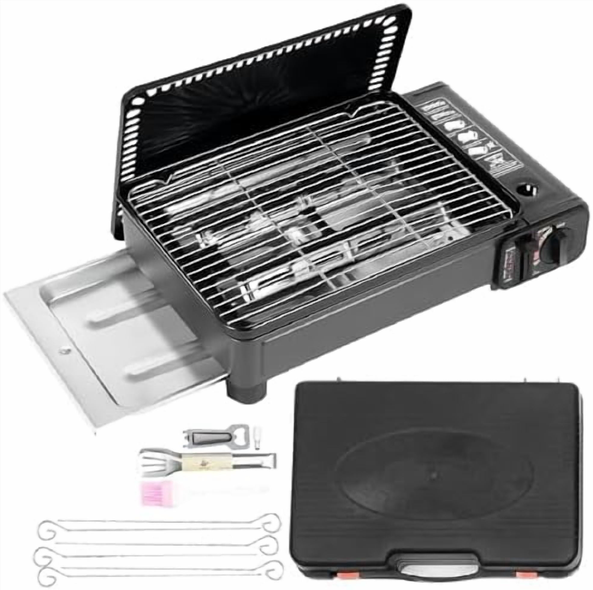 Portable Butane Gas Grill Camping BBQ Grill Indoor Tabletop Stove With ...