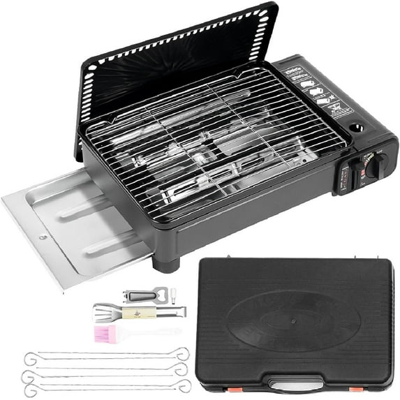 Portable Butane Gas Grill Camping BBQ Grill Indoor Tabletop Stove With ...