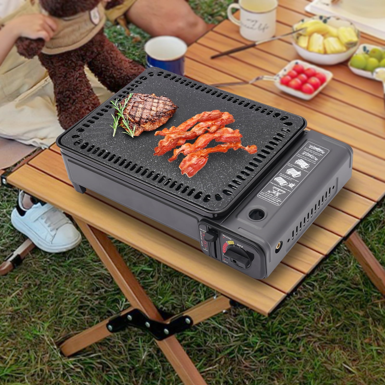 Dwellnix Gas Grill Portable Butane Stove, Tabletop BBQ Grill With Carry ...