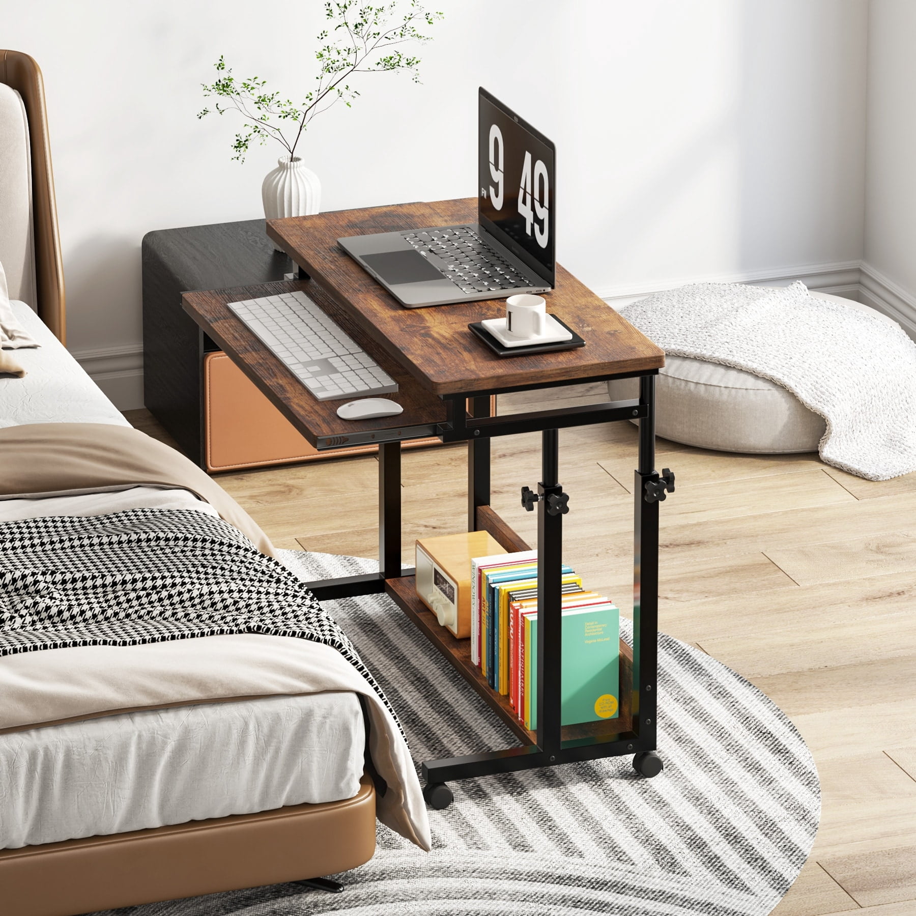 Portable C Table, Laptop Table for Sofa Bed, Adjustable Desk Mobile ...