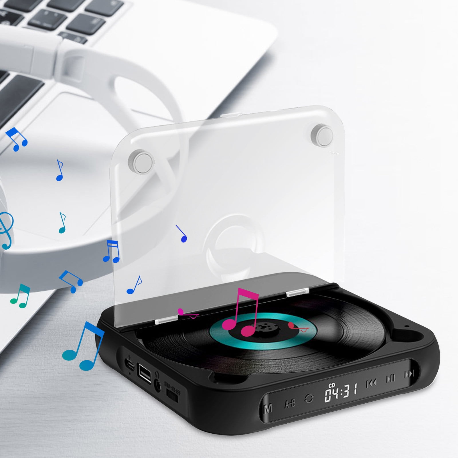 Portable CD Player Bluetooth 5.1 | Rechargeable LCD Display | Supports ...