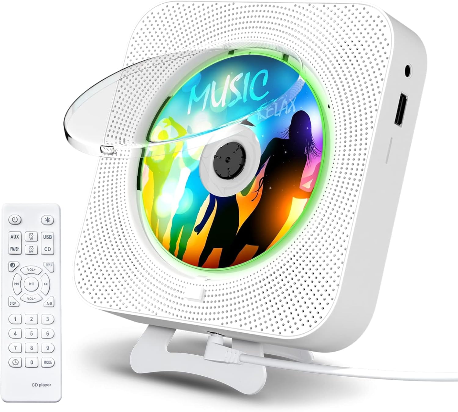 Portable CD Player with Bluetooth Background Lights Wall Mountable ...
