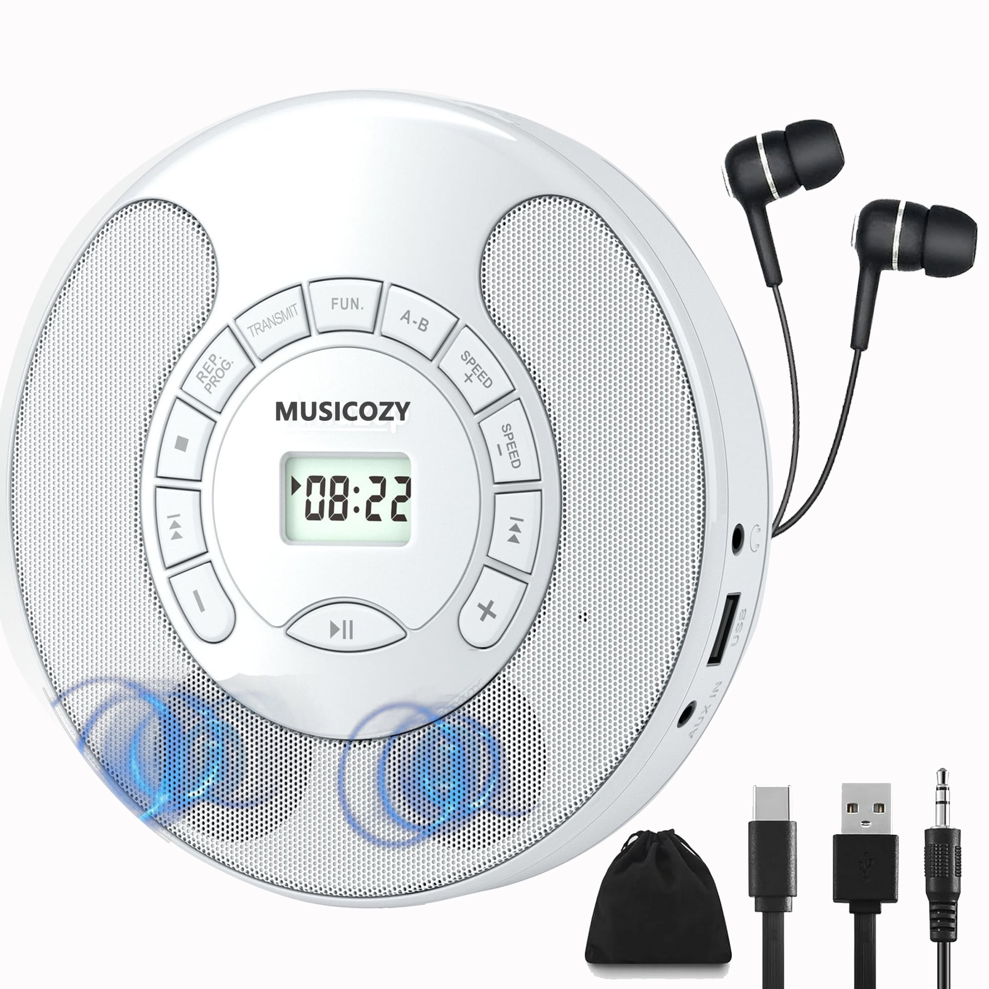 Portable CD Player with Bluetooth, Rechargeable Walkman CD Player for ...