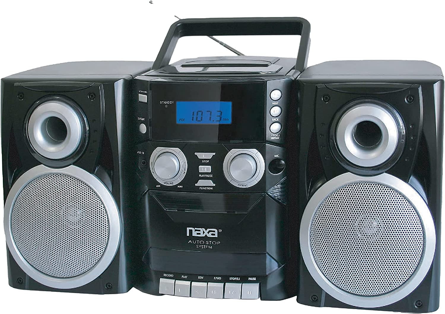 The Portable CD Player Boombox with AM/FM Stereo Radio Cassette Player ...