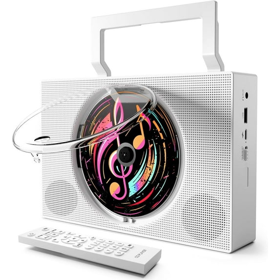 Portable CD Player Boombox with Bluetooth - Rechargeable CD Player with ...