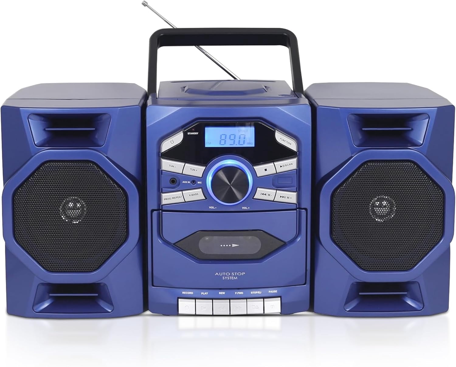 Portable CD Player Boombox with Cassette Player, Tape Recorder, AM/FM ...