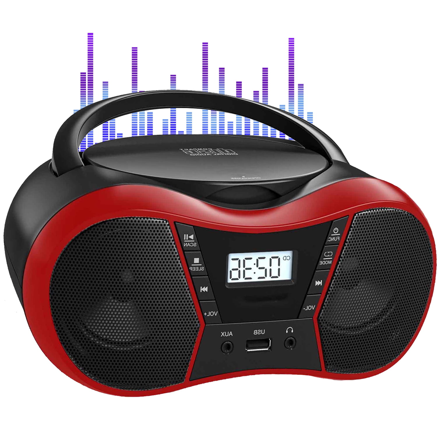 Portable CD Player Boombox with FM Radio,Bluetooth 5.1,Clear Sound,LCD ...