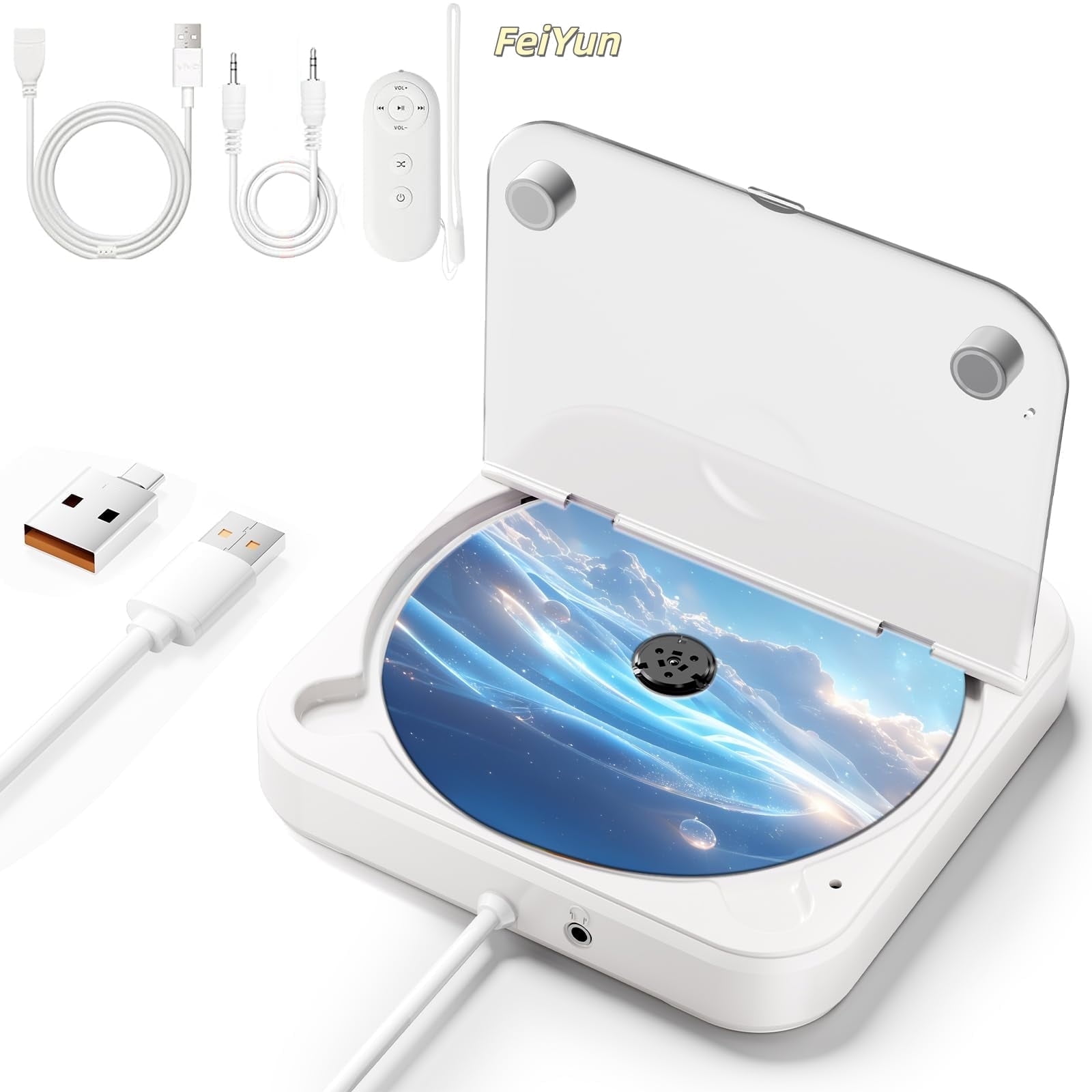 Portable CD Player for Car with USB & AUX – Universal External CD Drive ...