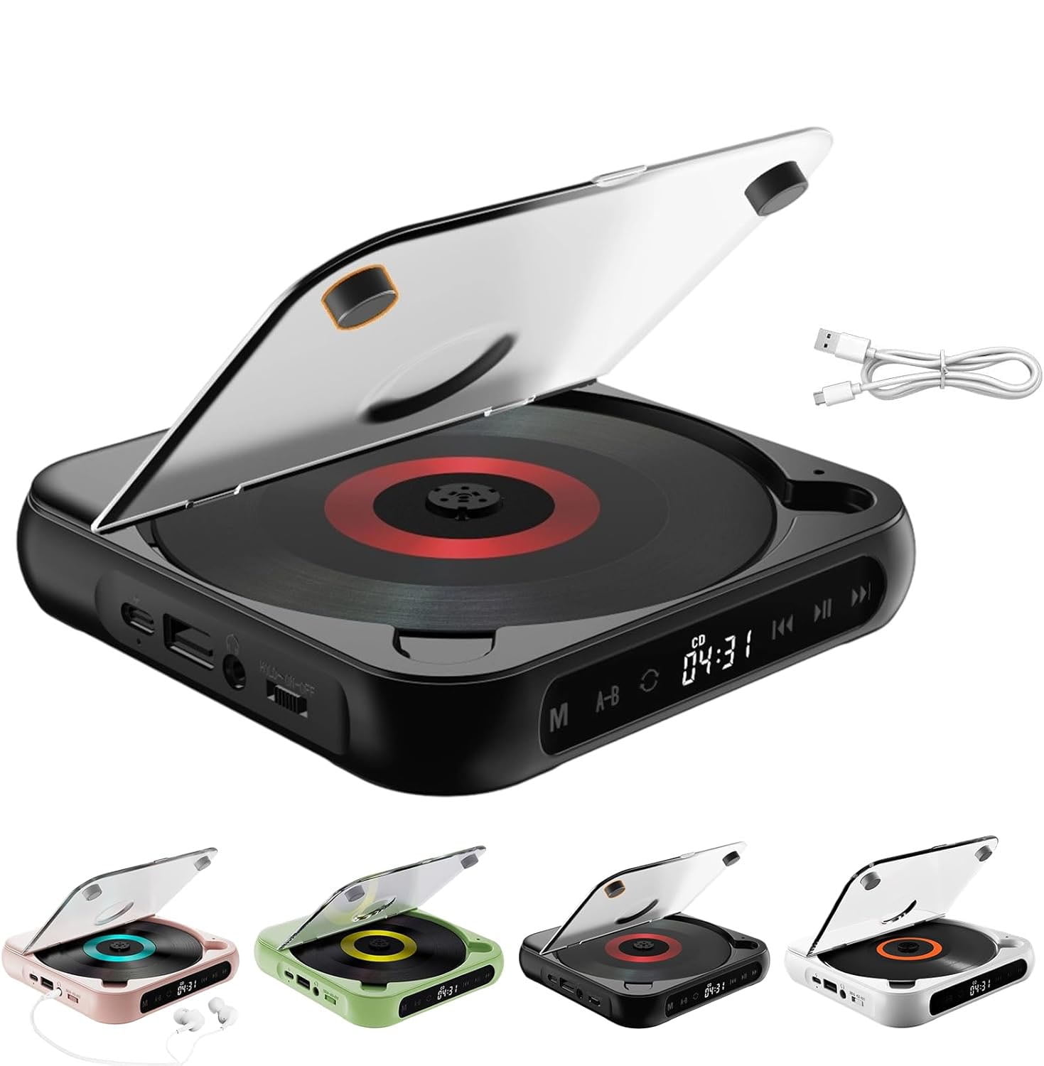 Portable CD Player, New Bluetooth-Compatible CD-Player with Headphones ...