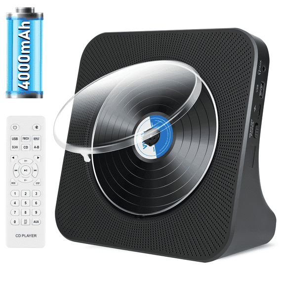 Portable CD Player with Bluetooth, Rechargeable CD player for Home ...
