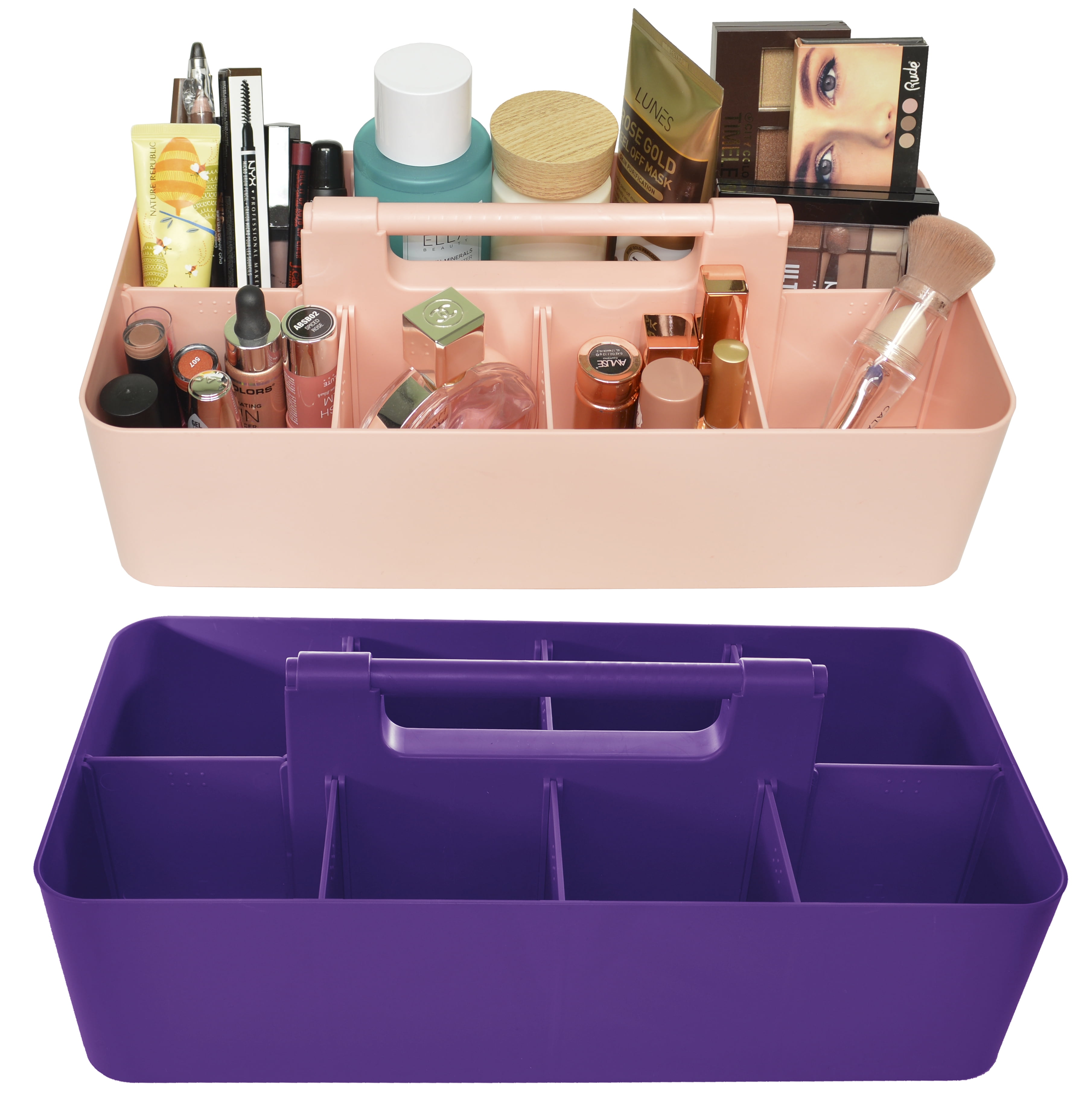 Portable Caddy Organizer -2 Plastic Caddy with Handle | Desk, Makeup ...