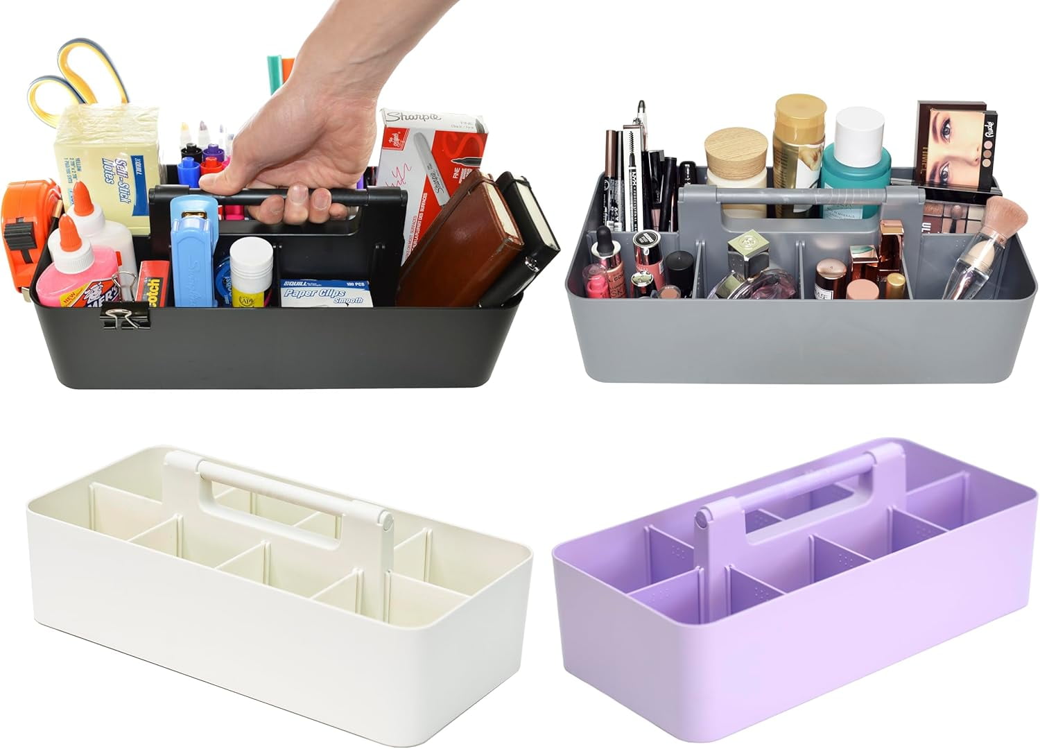 Portable Caddy Organizer - Stackable Plastic Caddy with Handle | Desk ...