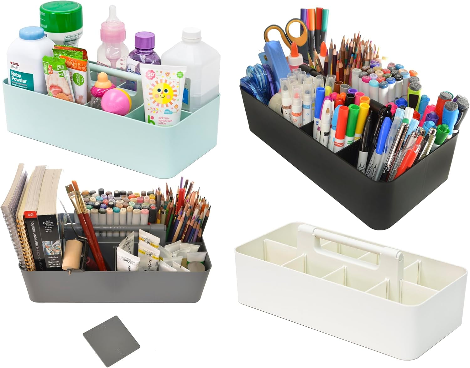 Portable Caddy Organizer - Stackable Plastic Caddy with Handle | Desk ...