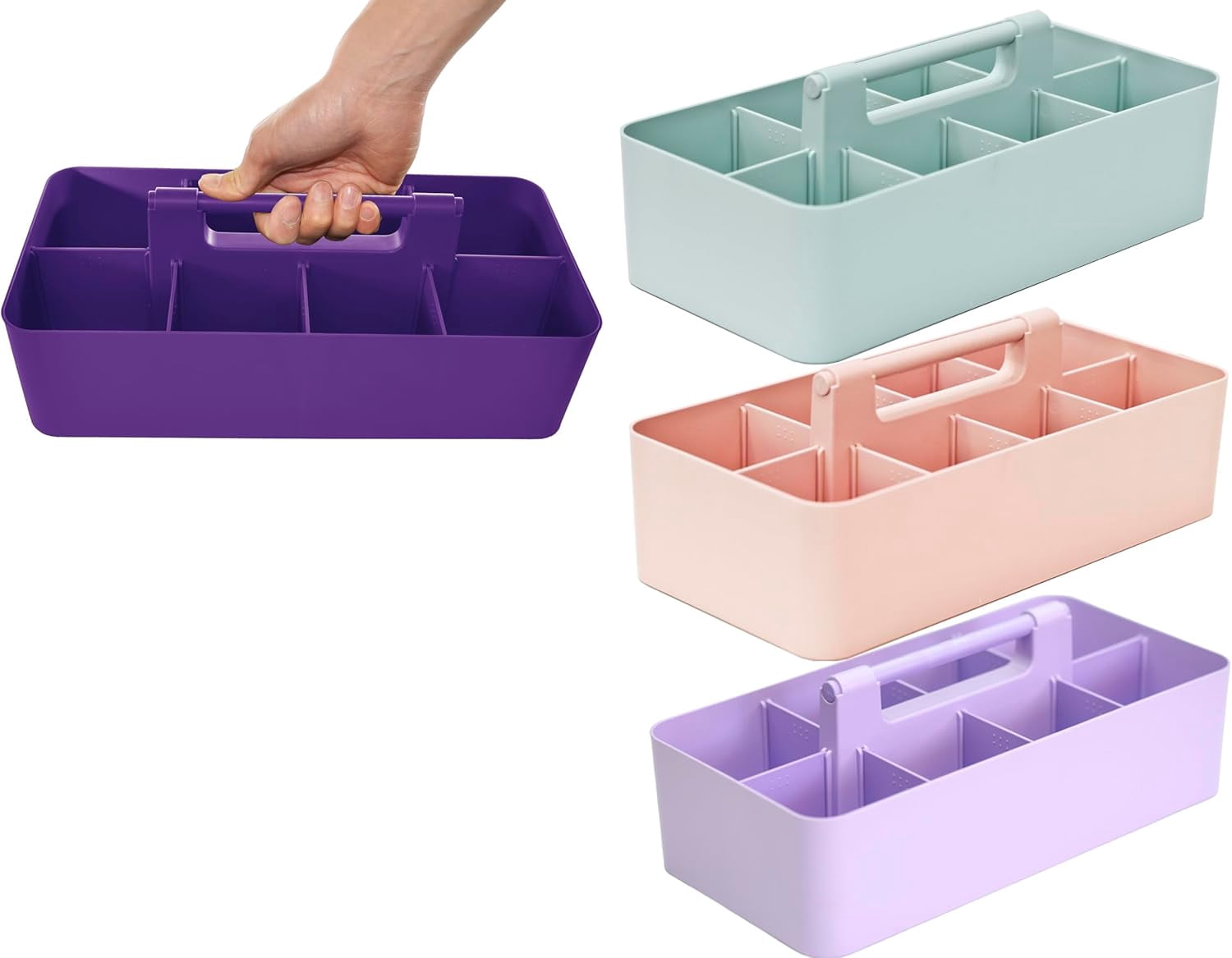 Portable Caddy Organizer - Stackable Plastic Caddy with Handle | Desk ...