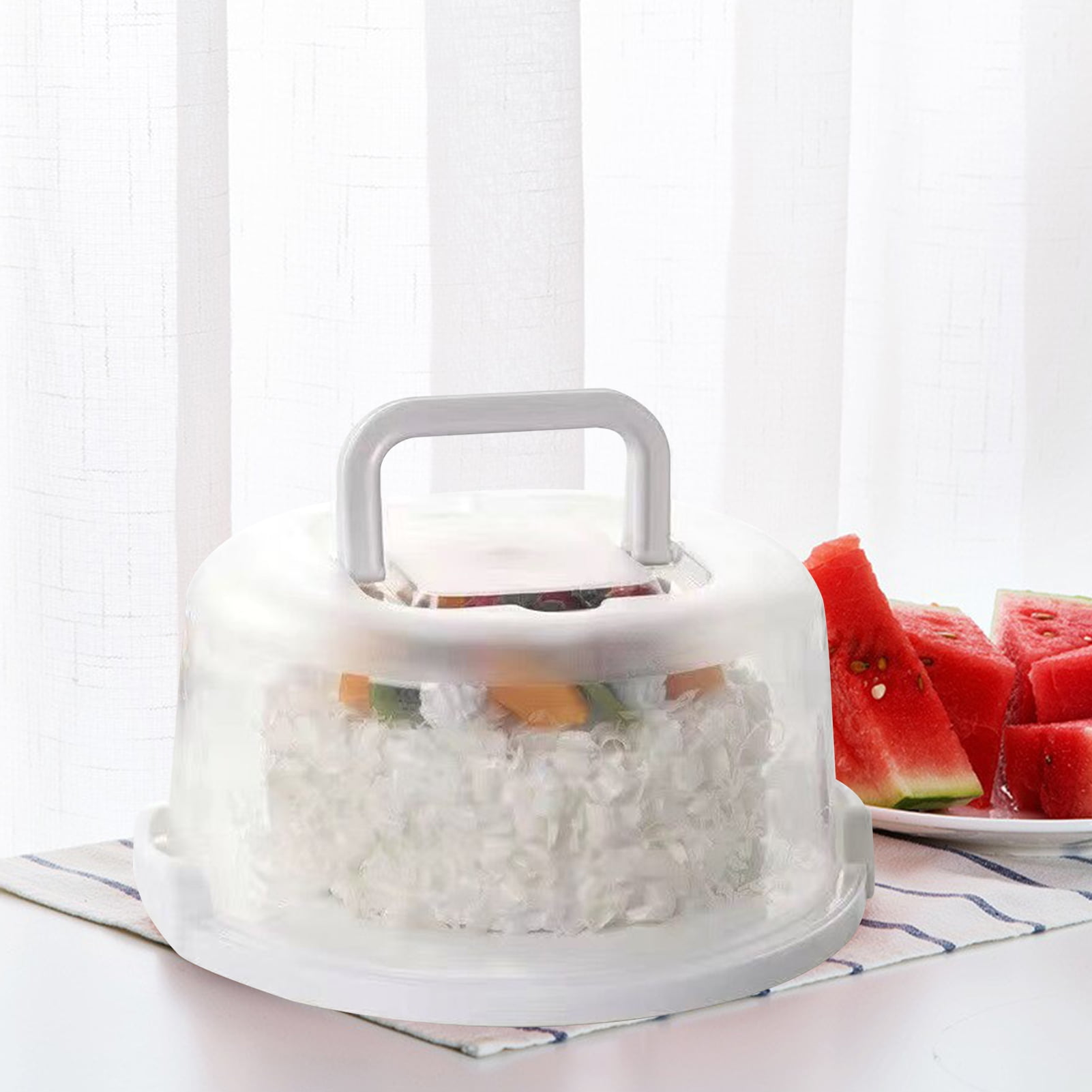 Portable Cake Carrier with Handle, Round Cupcake Holder with Lid ...