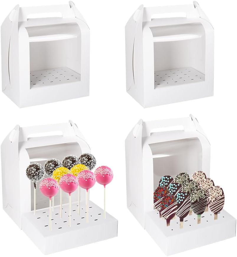 Portable Cake Pop Holder Boxes: 4Pcs Cake Packaging Containers with ...