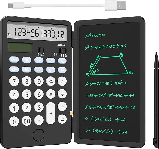 Portable Calculator with Notepad, Basic Calculator with Writing Tablet ...