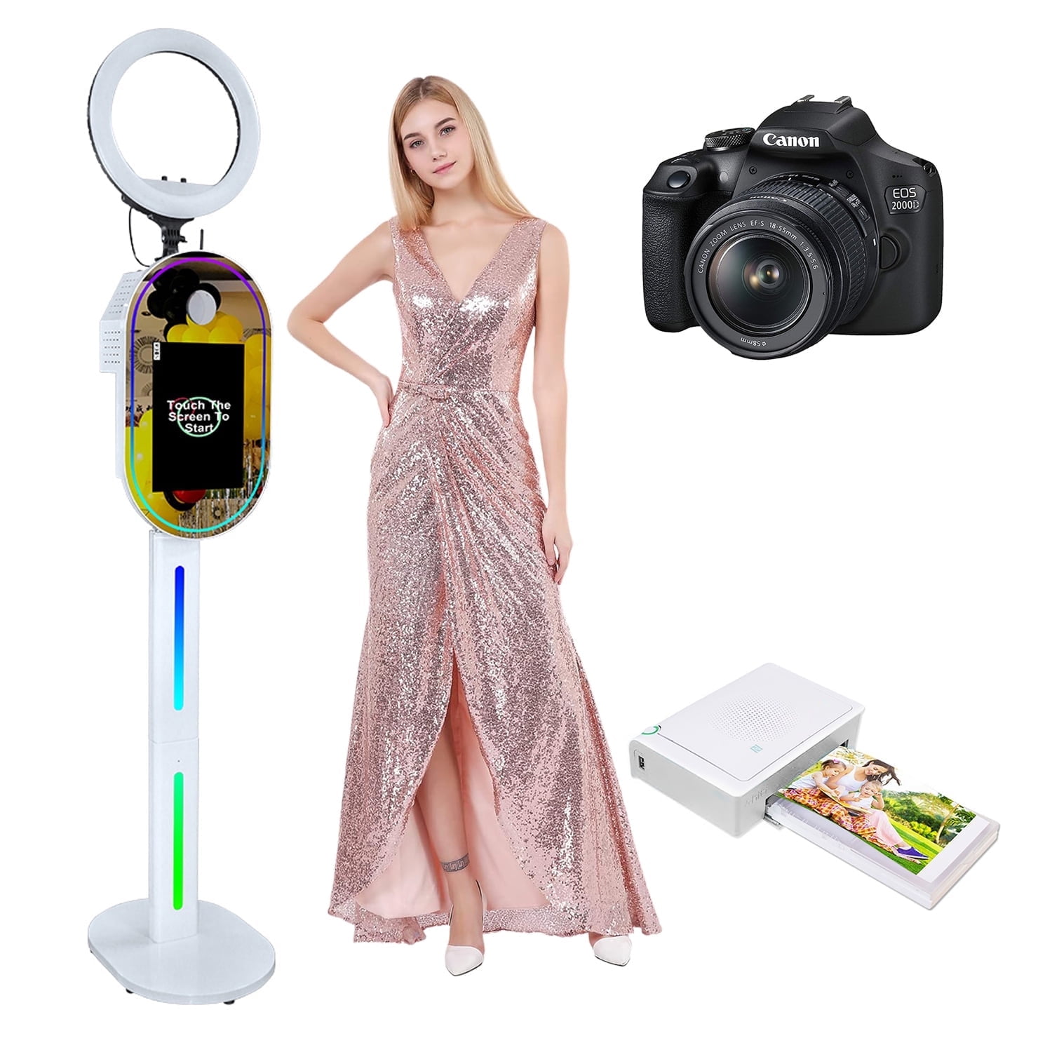 WideMeet Portable Mirror Photobooth with 15.6''Touch Screen Selfie ...