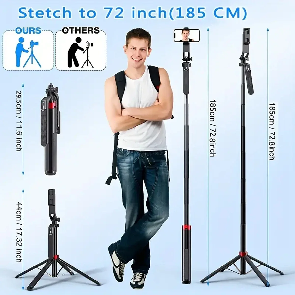 Portable Camera Tripod with Wireless Remote & 360° Rotation for Video ...