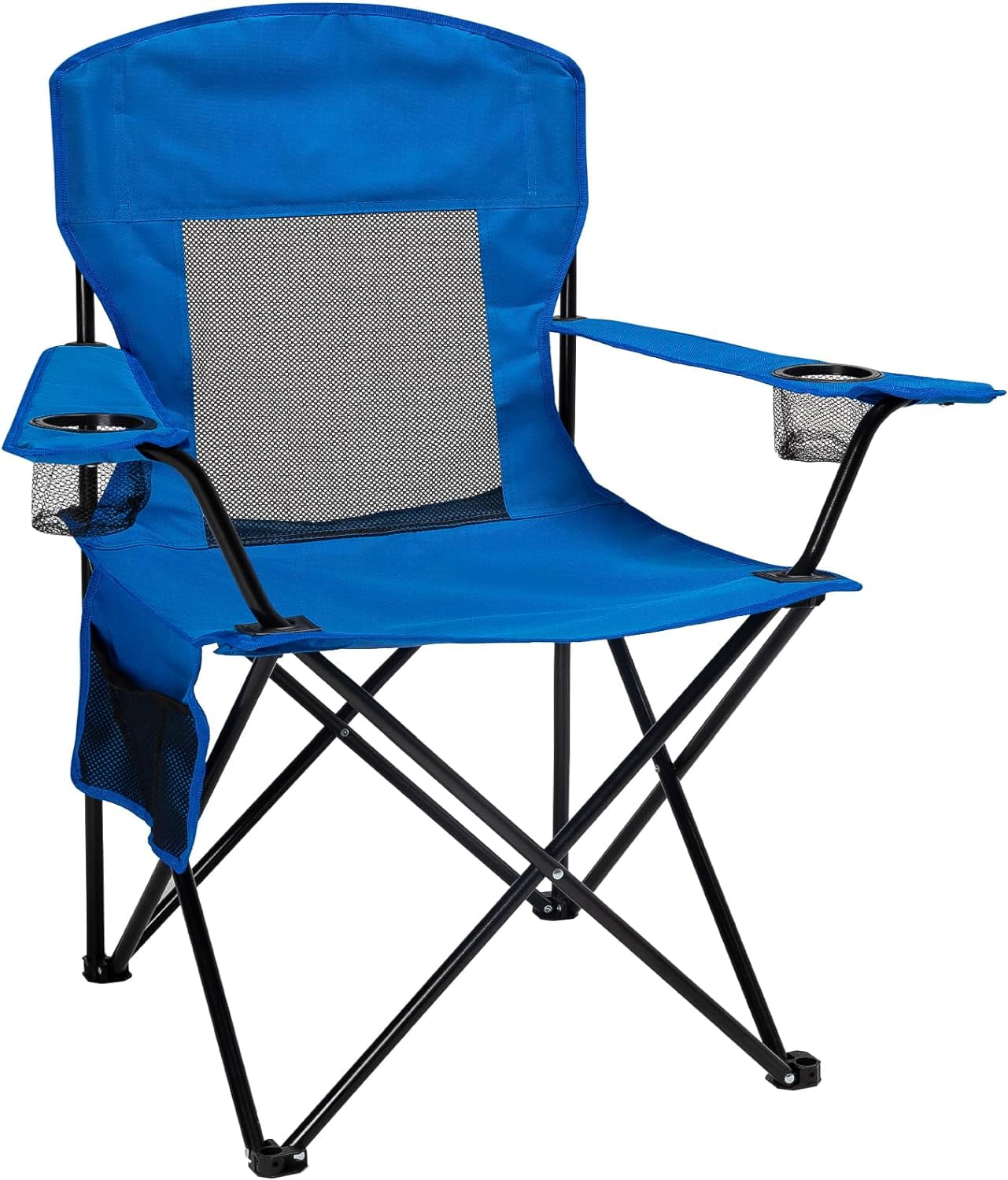 Portable Camping Chair Folding Quad Outdoor Lawn Chairs Cooling Mesh ...