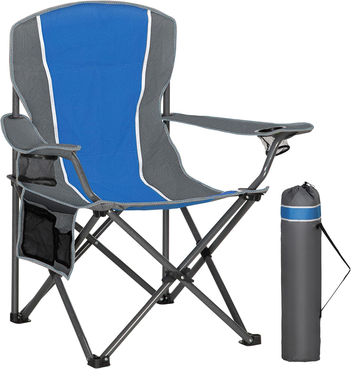 Portable Camping Chair, Heavy Duty Outdoor Folding Chair with Armrest ...
